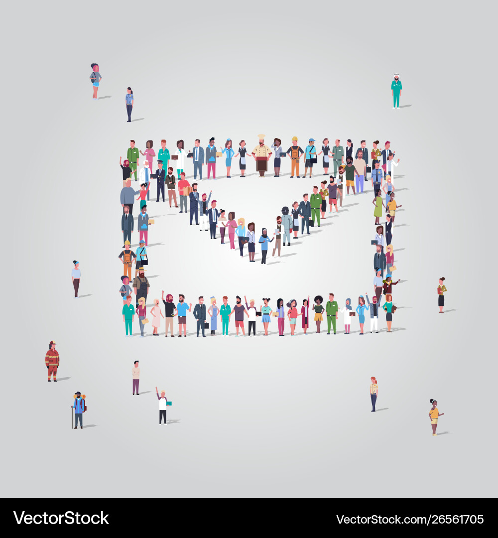 Big people crowd standing together in shape Vector Image