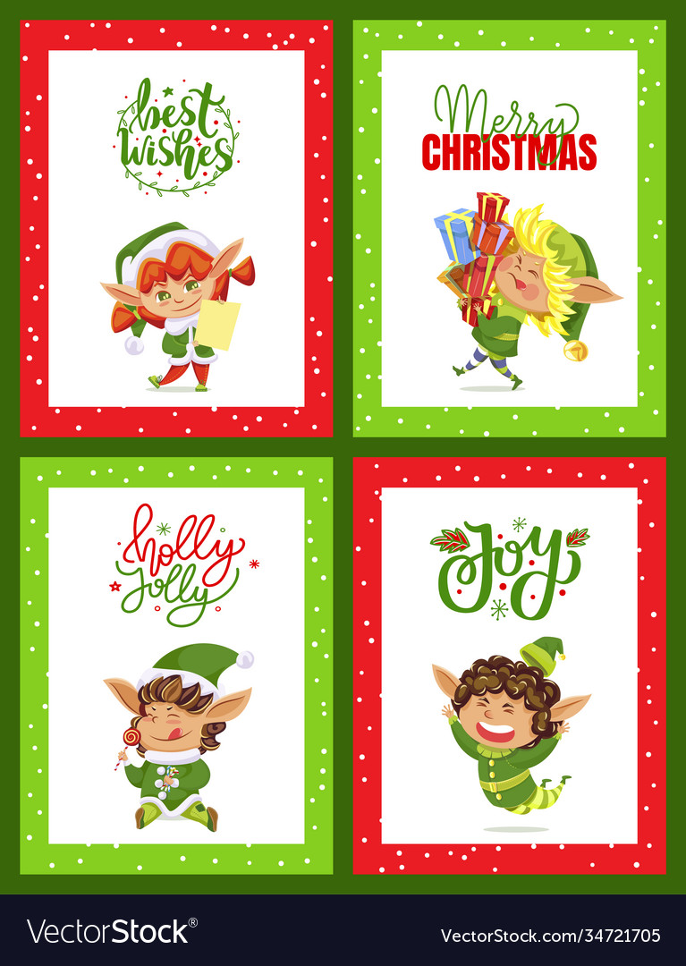 Christmas greeting card with fairy elf Royalty Free Vector