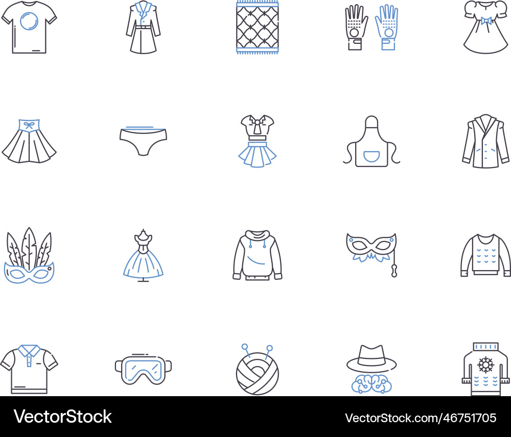 Clothes outline icons collection apparel Vector Image