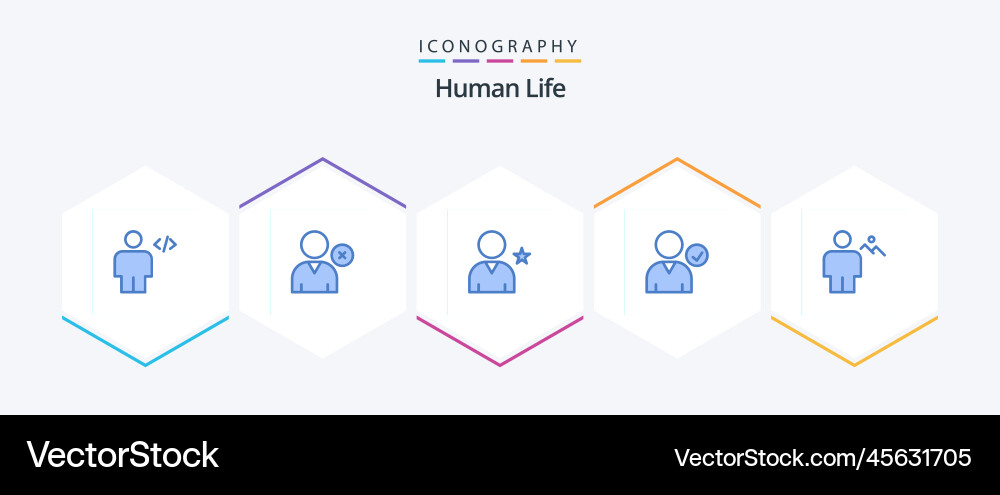 Human 25 blue icon pack including hills avatar Vector Image