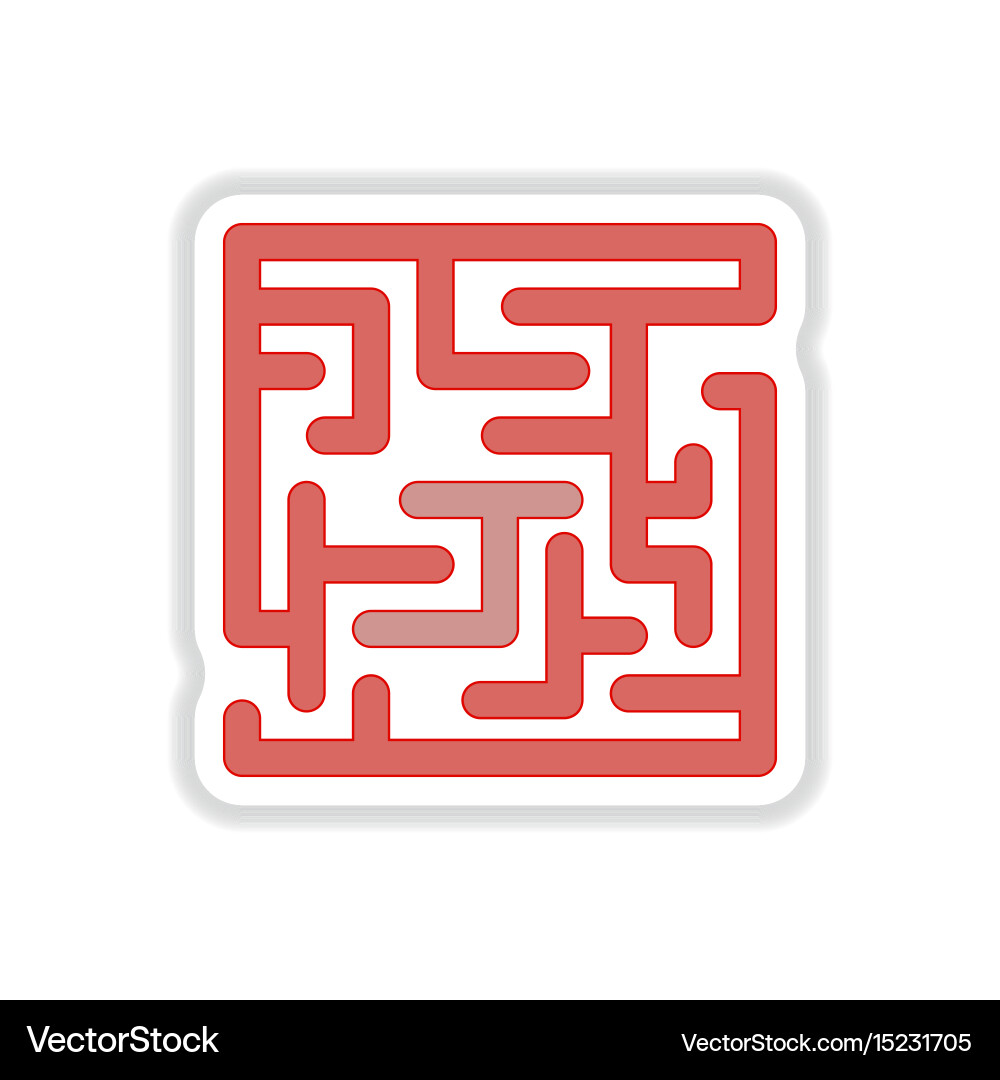 In paper sticker style maze Royalty Free Vector Image