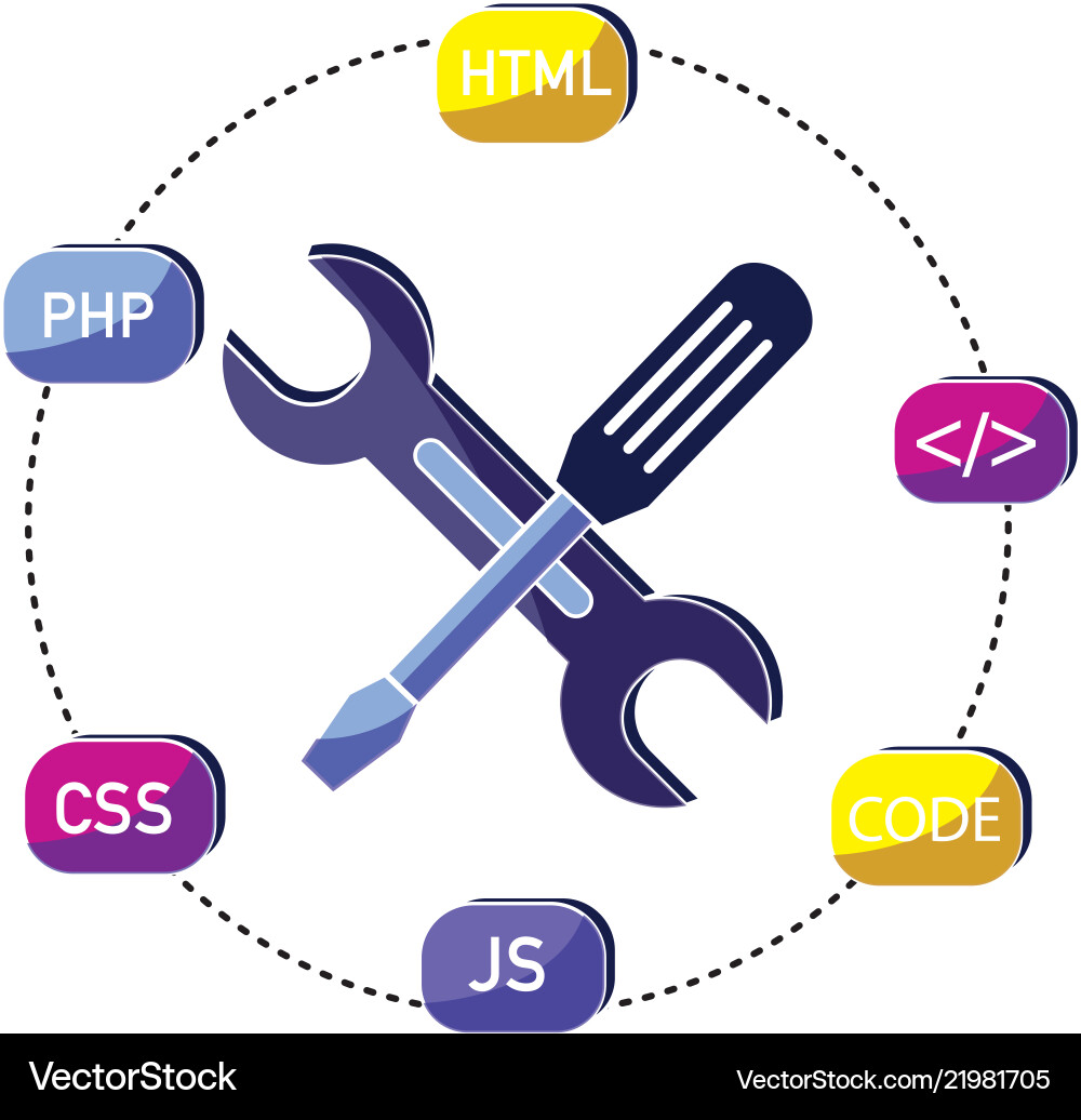Industry equipments and data programing code Vector Image