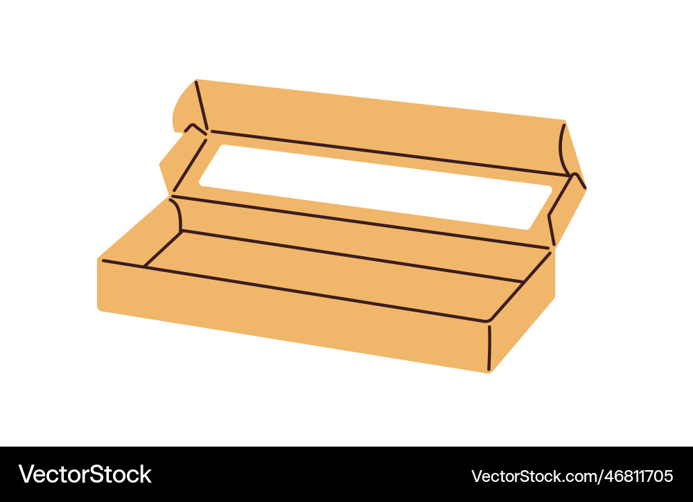 Long cardboard box for take-away food open empty Vector Image