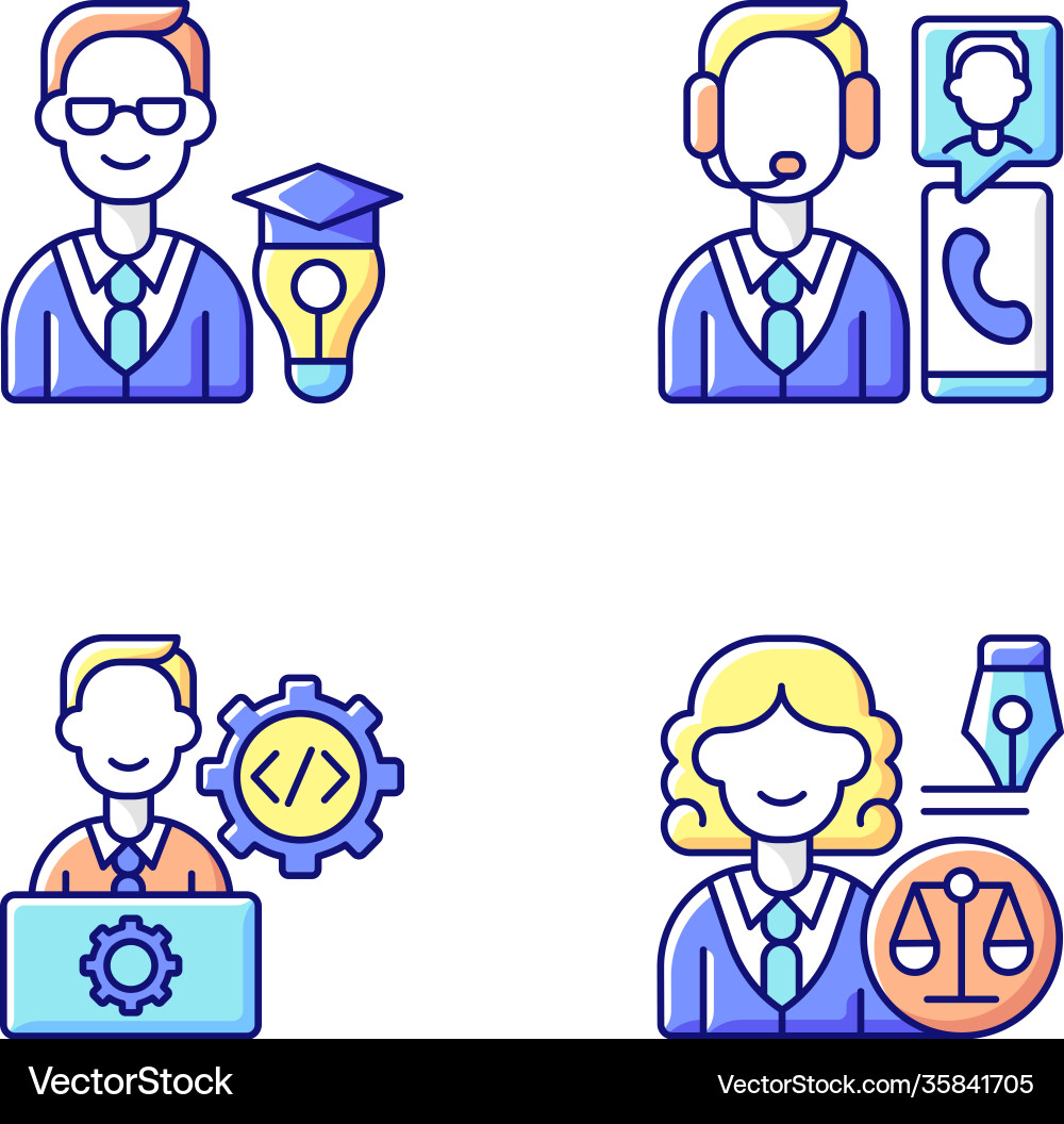 Management structure rgb color icons set Vector Image