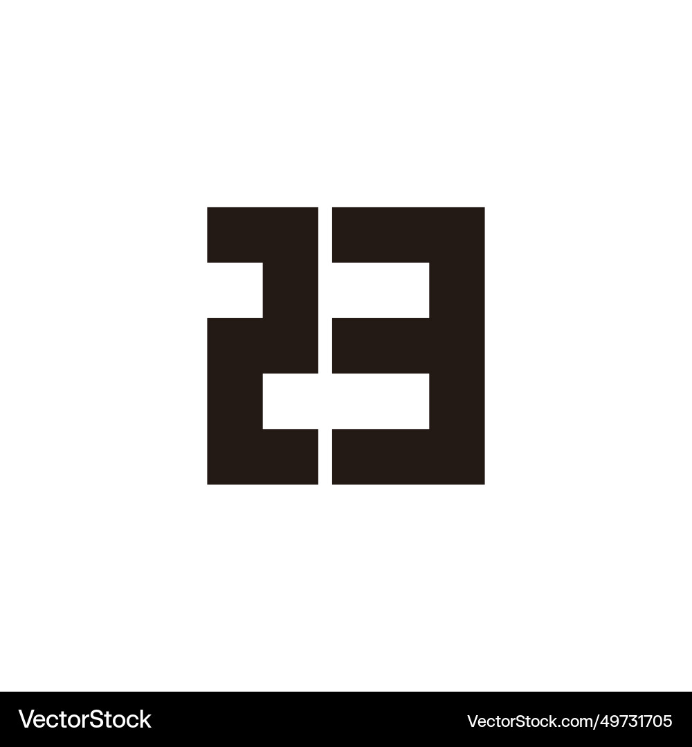 Number 23 square geometric symbol simple logo Vector Image