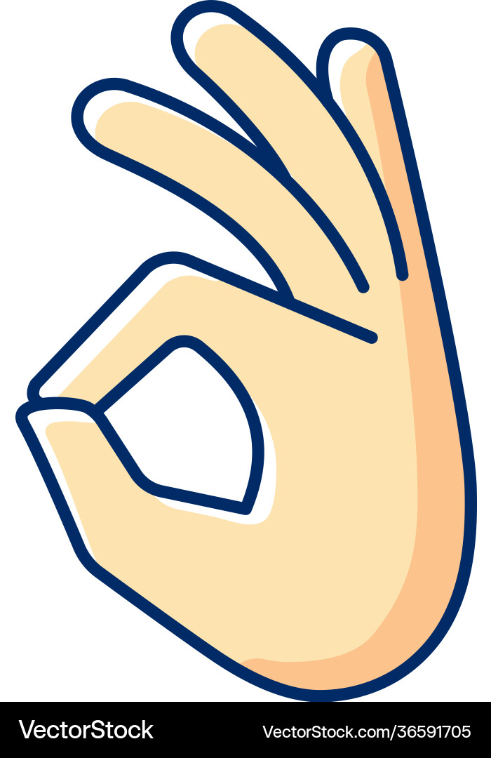 Okay gesture rgb color icon Royalty Free Vector Image