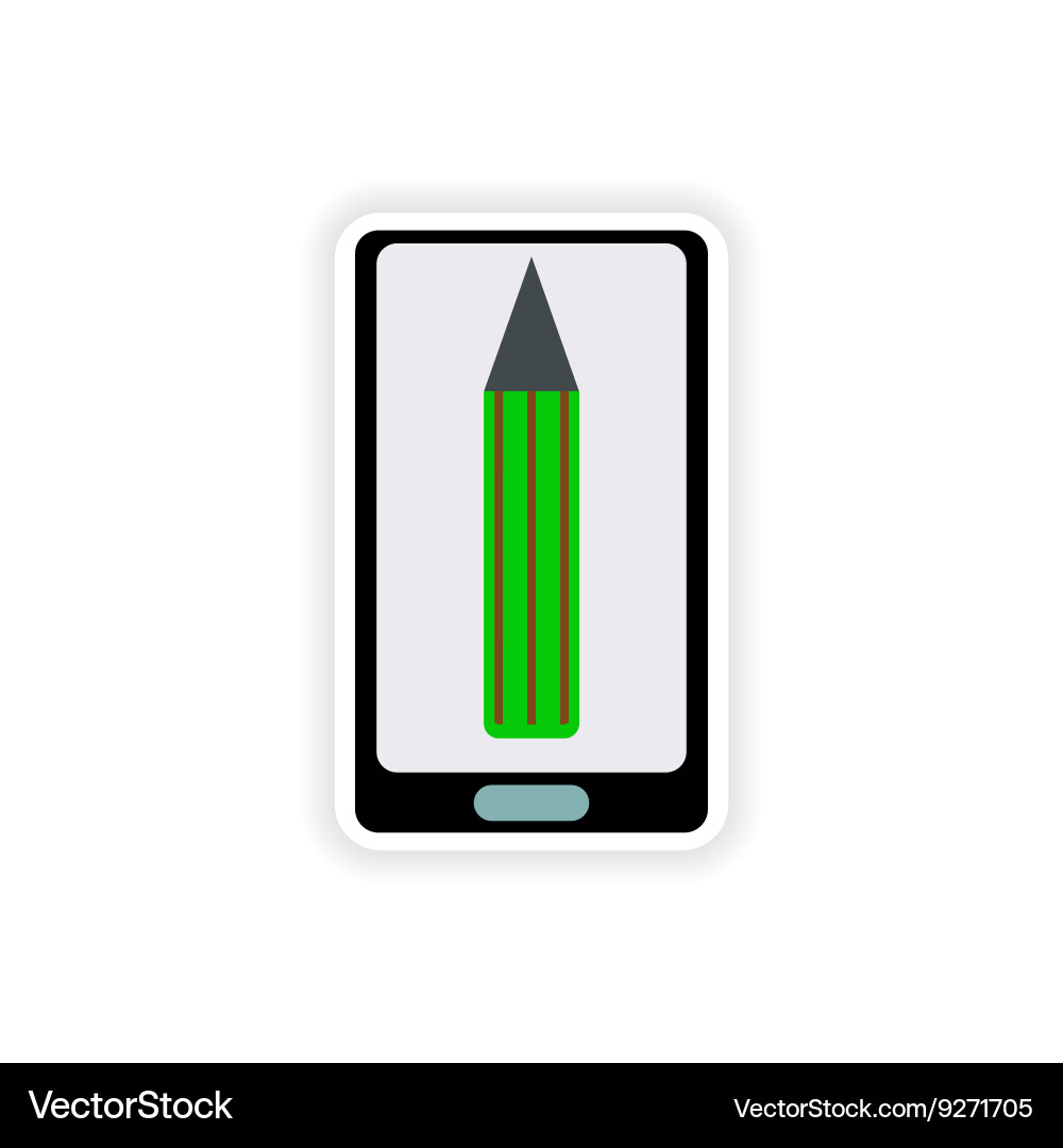Paper sticker on white background mobile phone Vector Image
