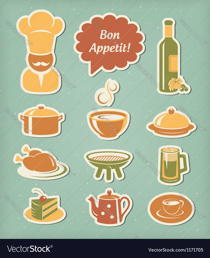 Restaurant menu icons set Royalty Free Vector Image