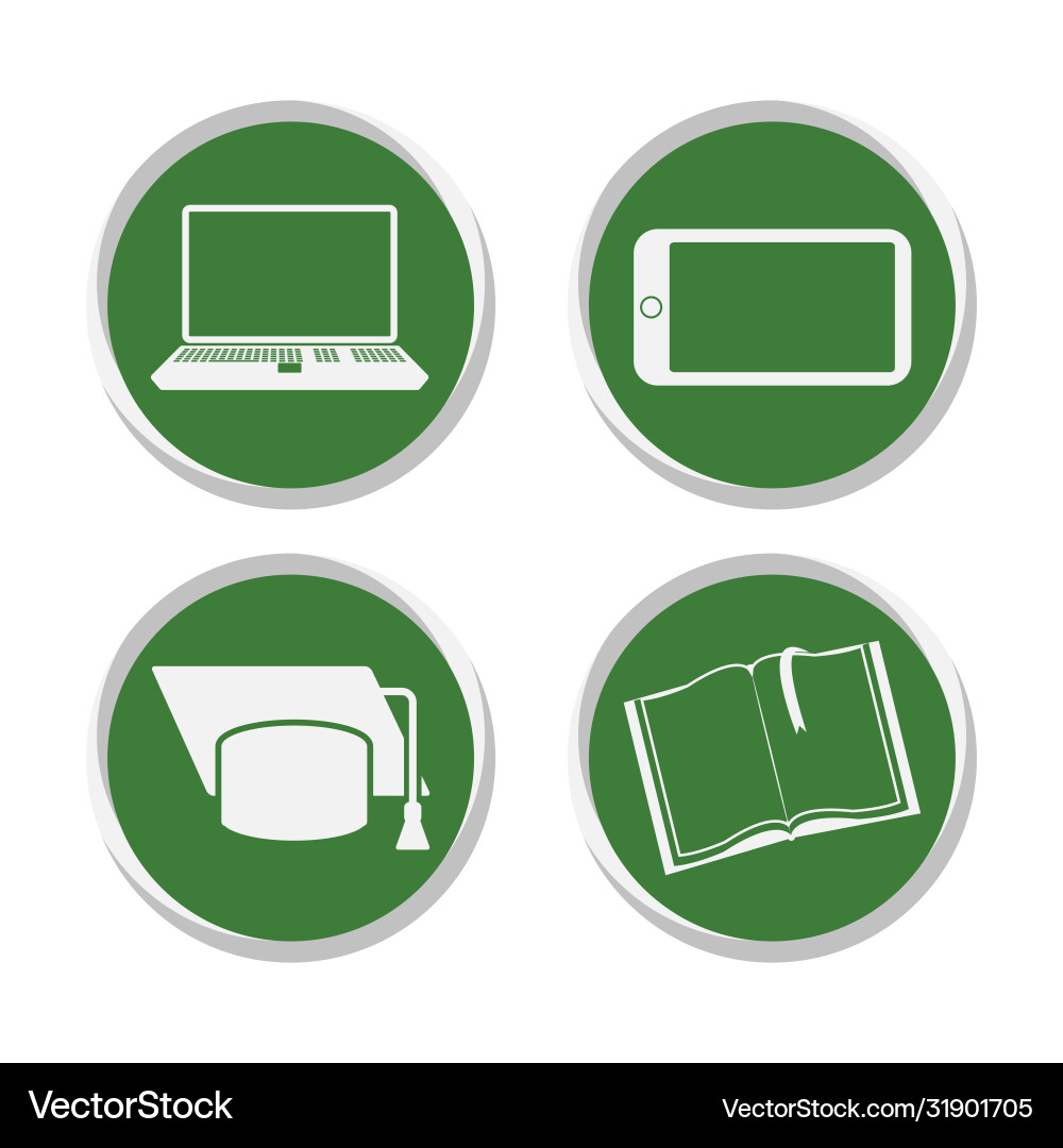 School stickers set online education Royalty Free Vector