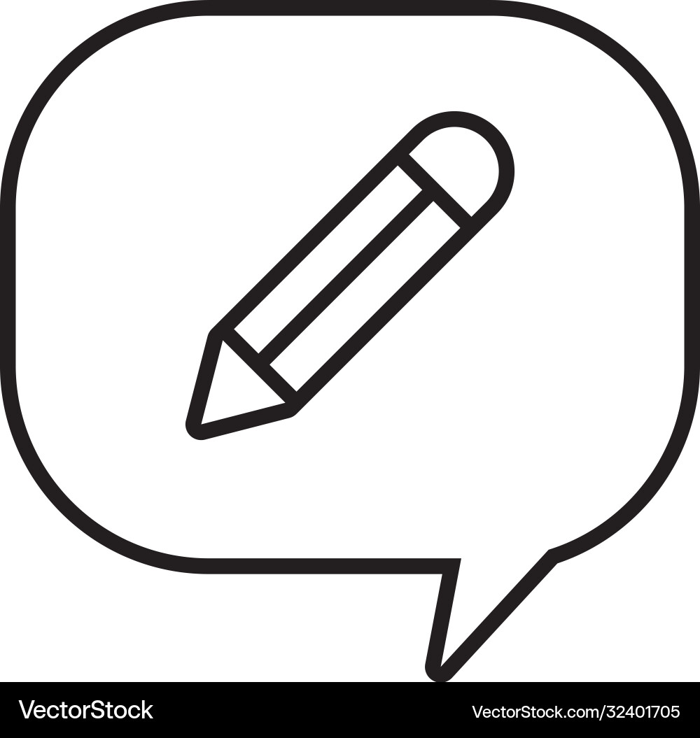 Speech bubble with pencil icon line style Vector Image