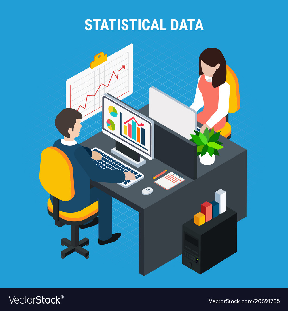 Statistical data isometric background Royalty Free Vector