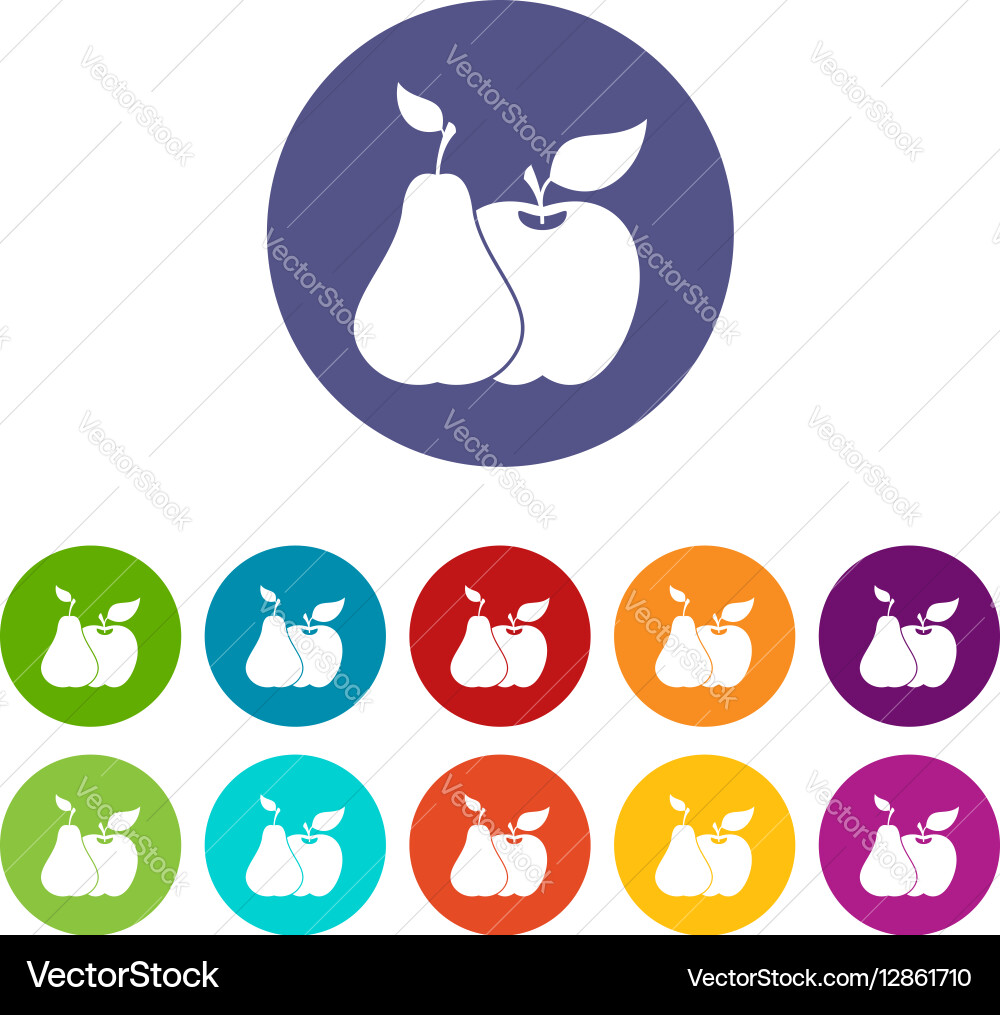 Apple and pear set icons Royalty Free Vector Image