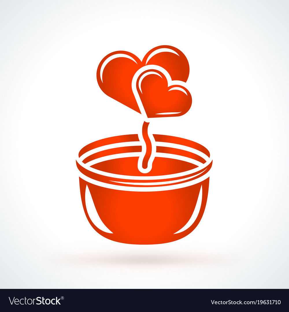 Flower pot with hearts st valentines day design Vector Image