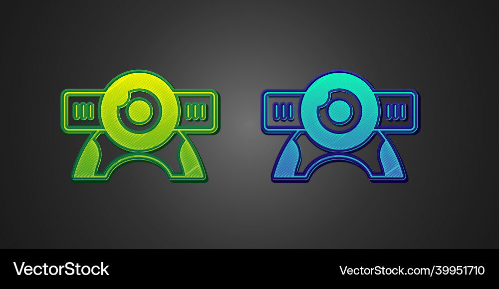 Green and blue web camera icon isolated on black Vector Image