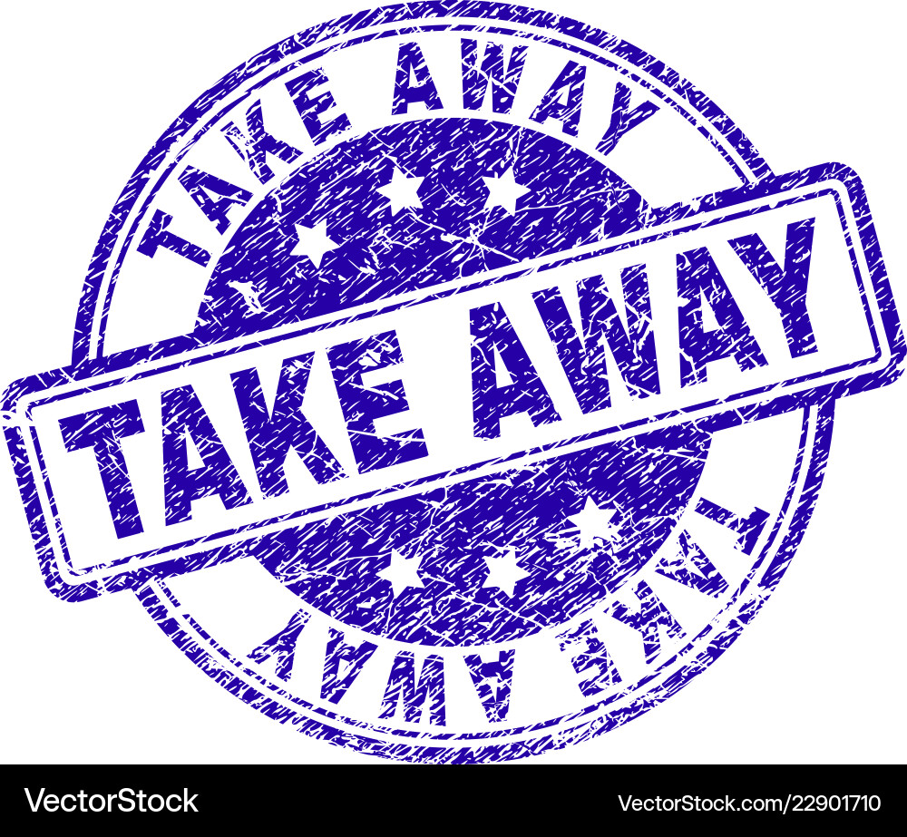 Grunge textured take away stamp seal Royalty Free Vector