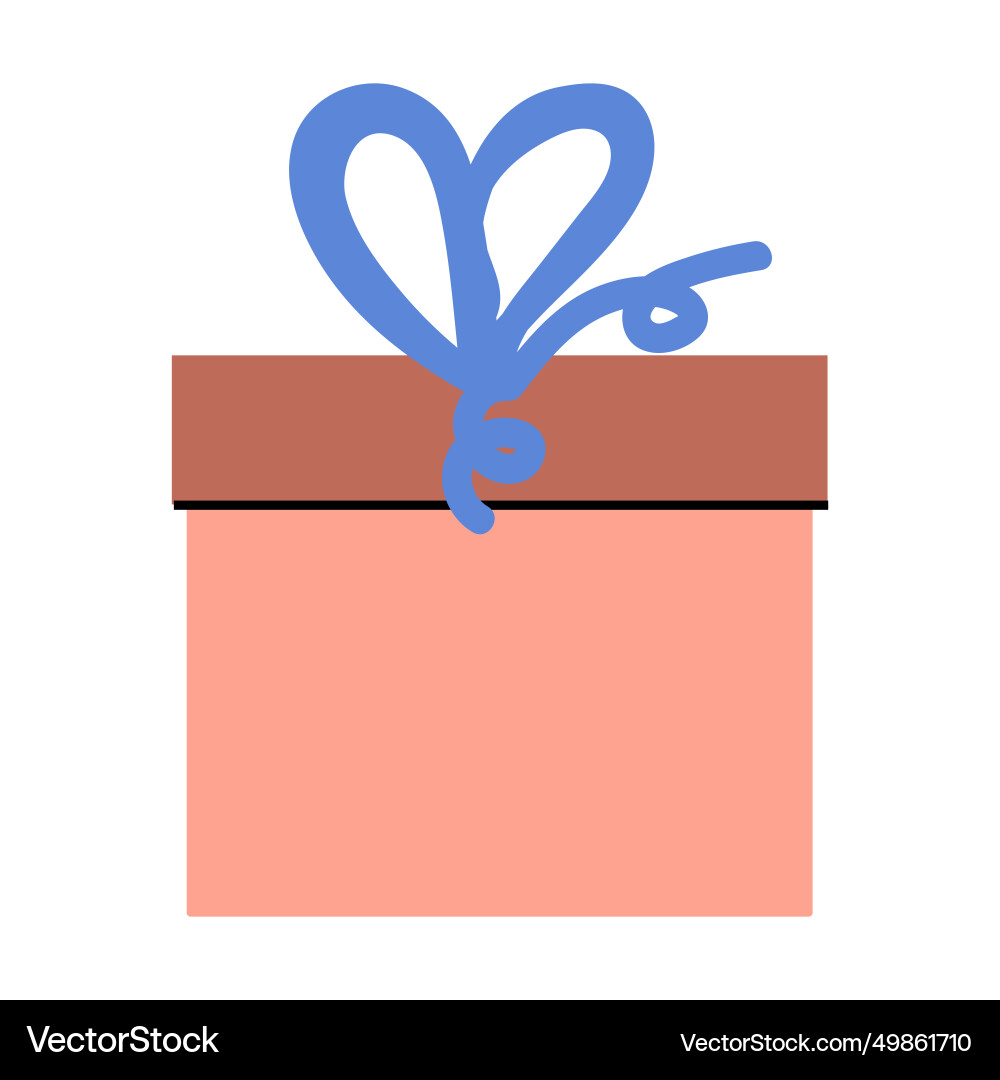Hand drawn pink box isolated icon with blue bow Vector Image