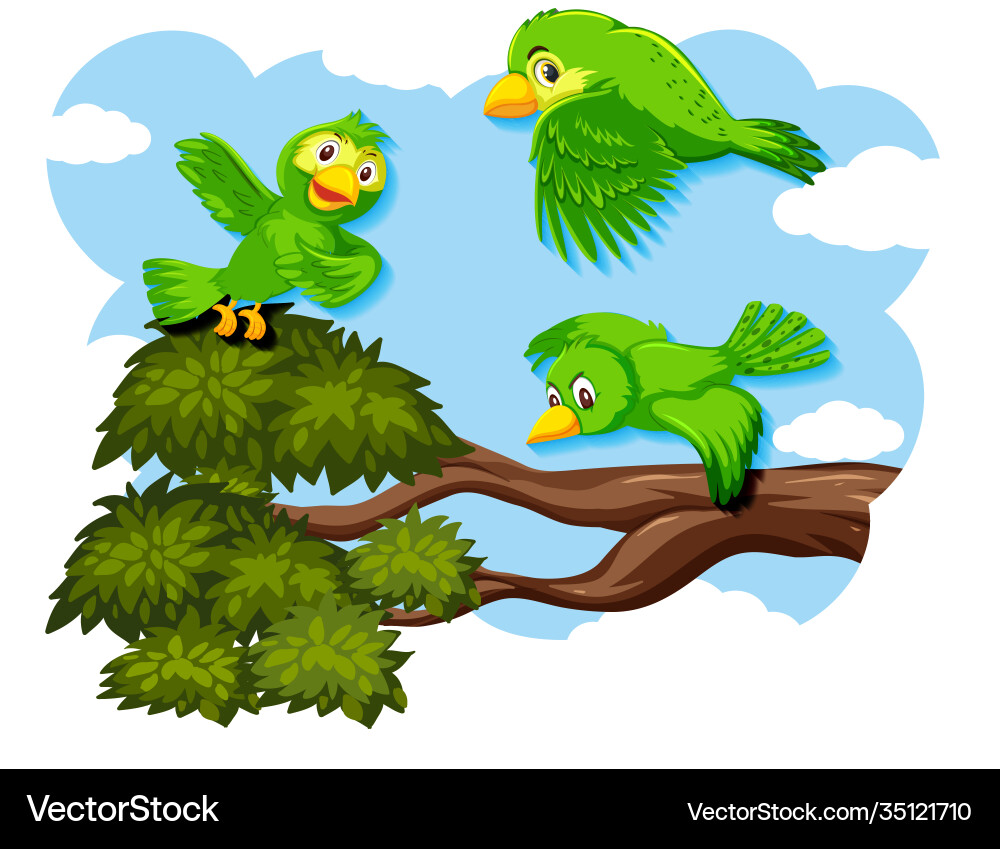 Happy bird flying in nature Royalty Free Vector Image