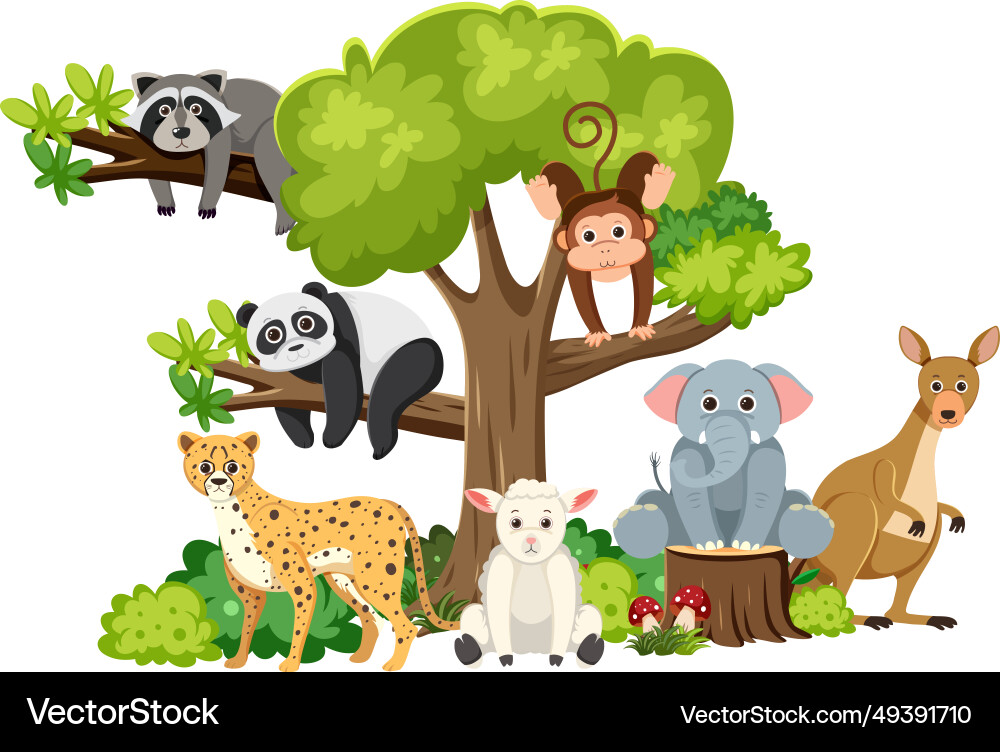 Harmonious coexistence of wild animals Royalty Free Vector