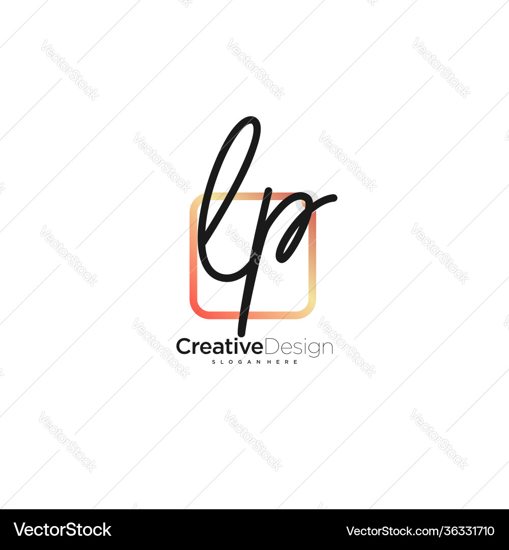 Lp initial letter handwriting logo art hand drawn Vector Image