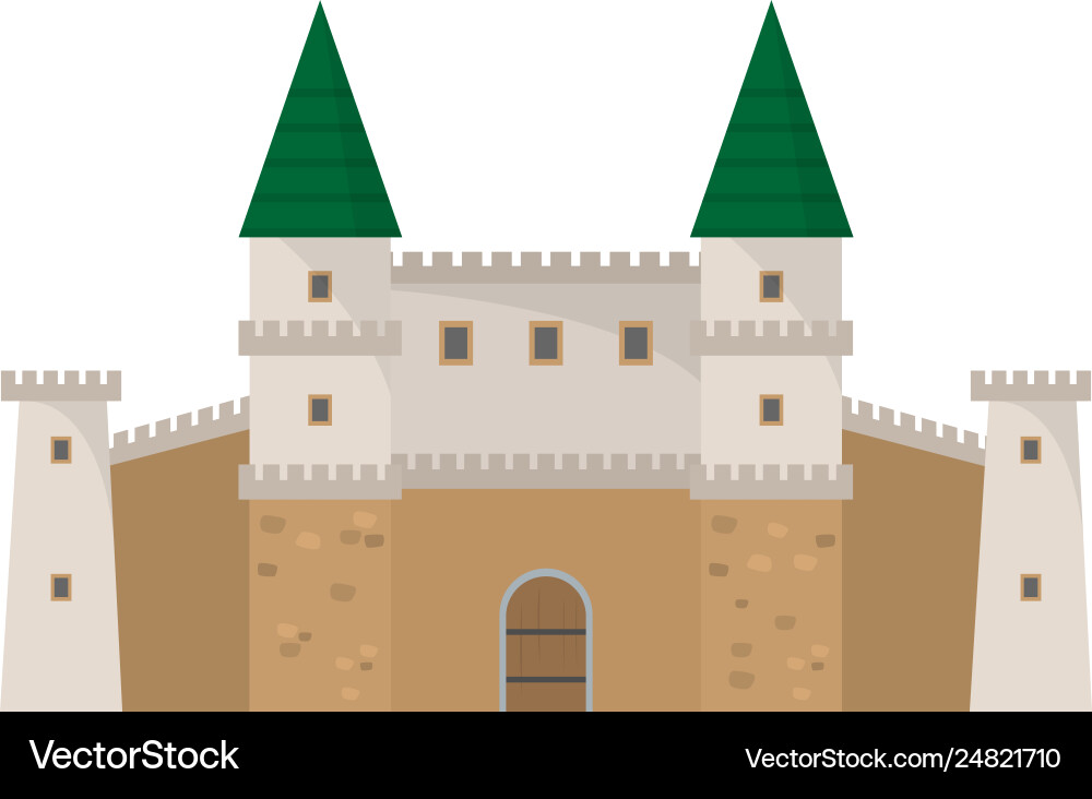 Medieval old stone architecture castle with green Vector Image