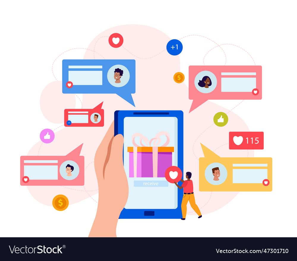 Referral program flat colored composition Vector Image