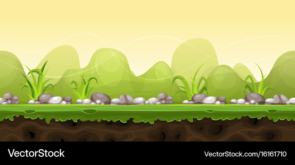 Seamless green landscape for game ui Royalty Free Vector