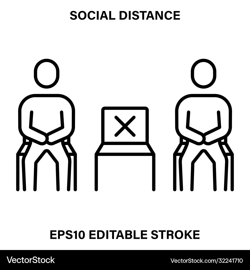 Simple linear icon for maintaining social distance