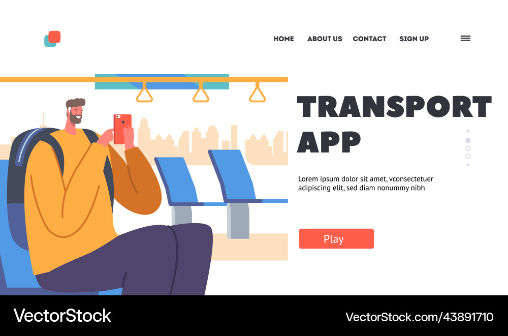 Transport app landing page template passenger Vector Image