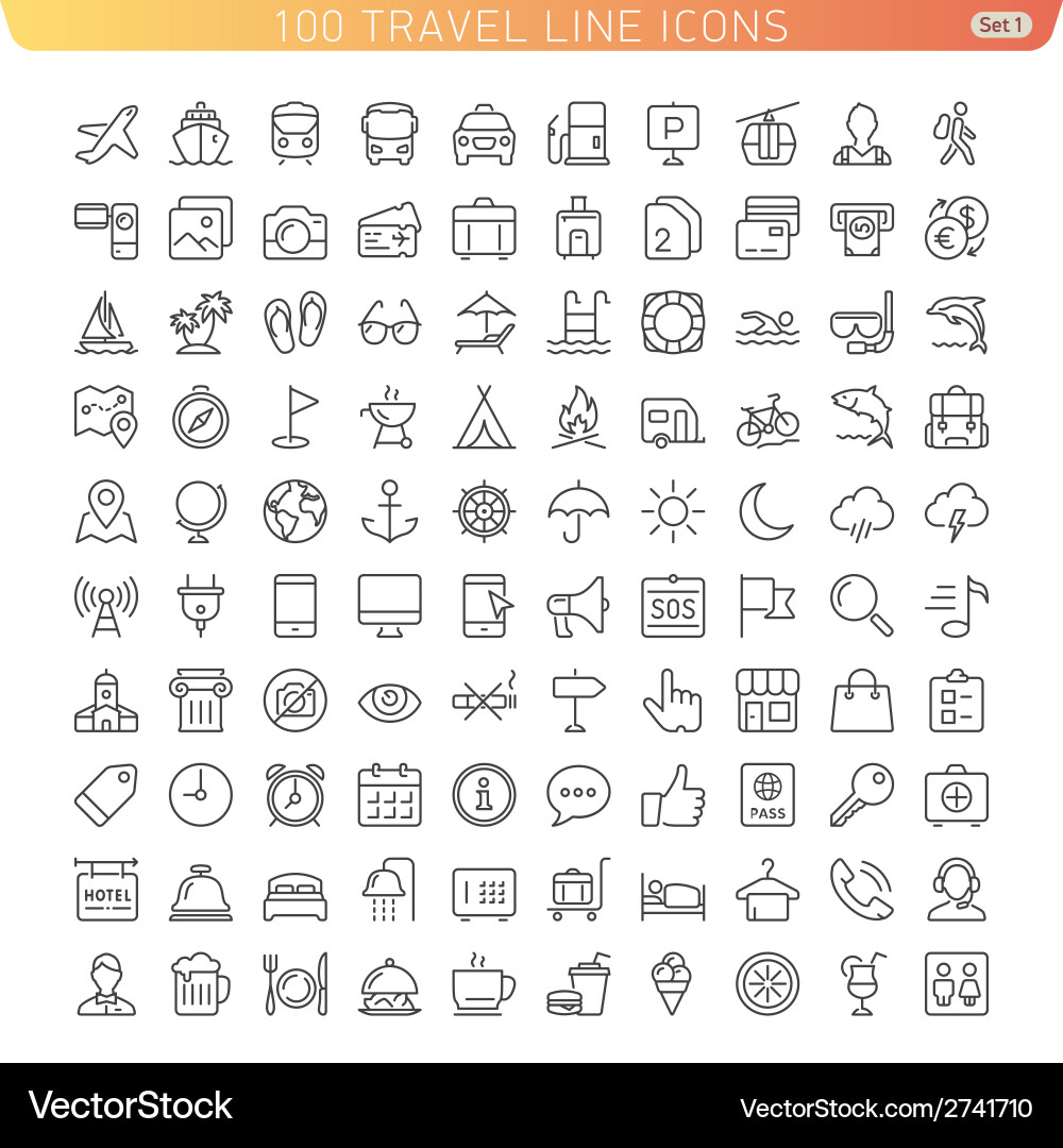 Travel line icons Royalty Free Vector Image - VectorStock