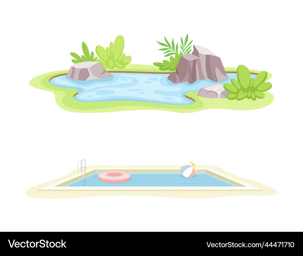 Water resources with pond and swimming pool Vector Image