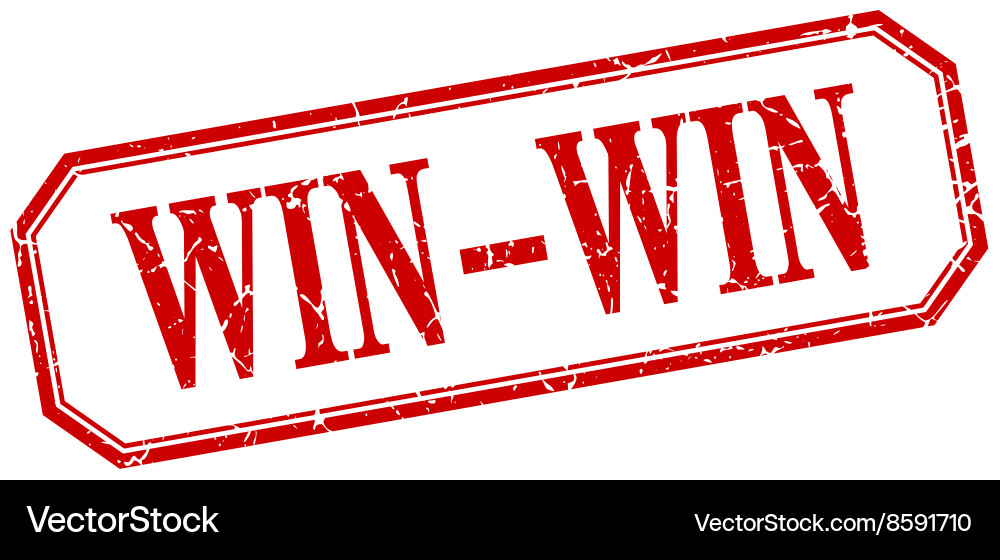 Win-win square red grunge vintage isolated label Vector Image
