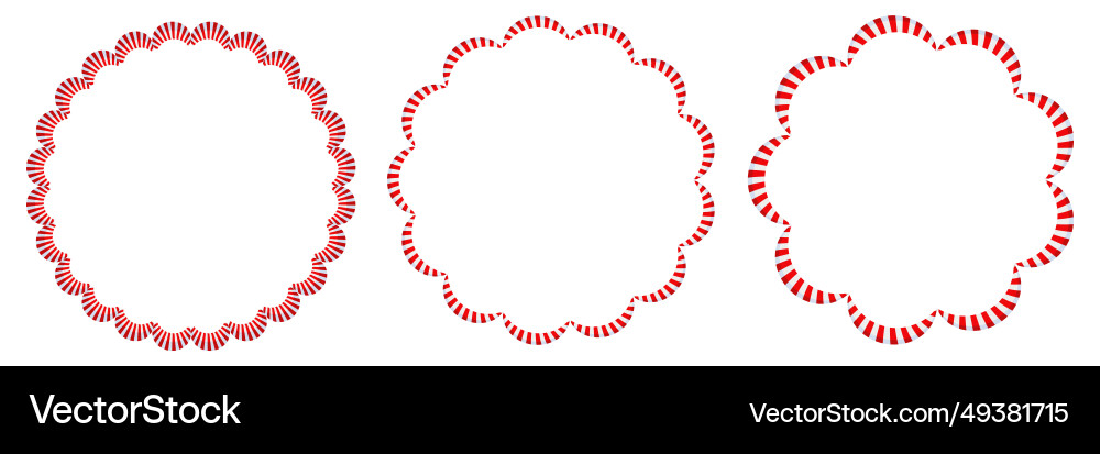 Christmas candy cane frame striped ribbon circle Vector Image