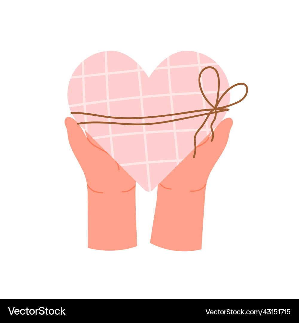Heart gift in human hands Royalty Free Vector Image