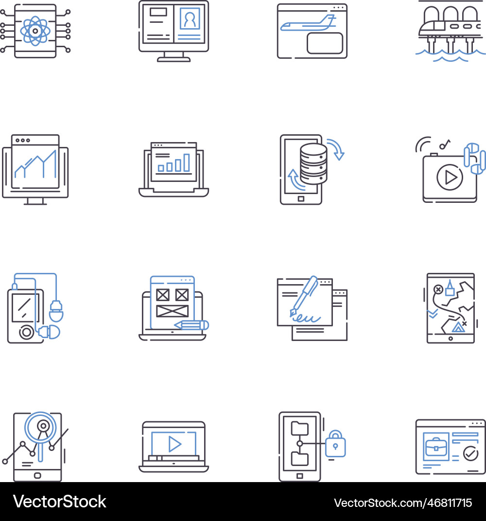 Information highway line icons collection Vector Image