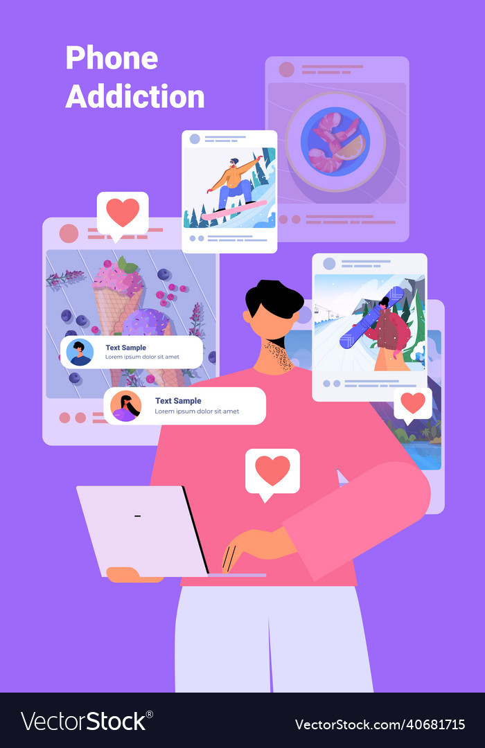 Man Blogger Sharing Photos At Social Networks Girl
