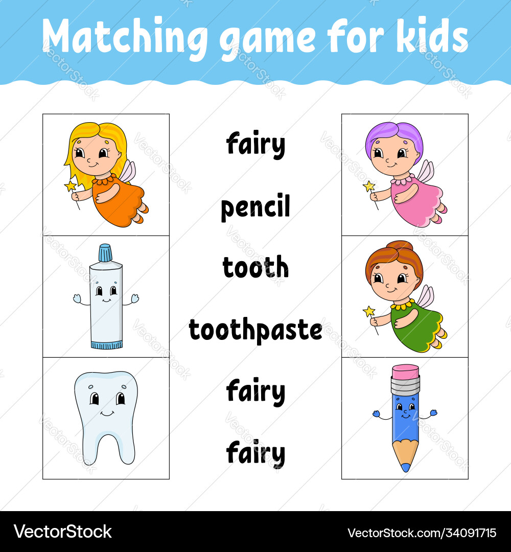 Matching game for kids find correct answer Vector Image