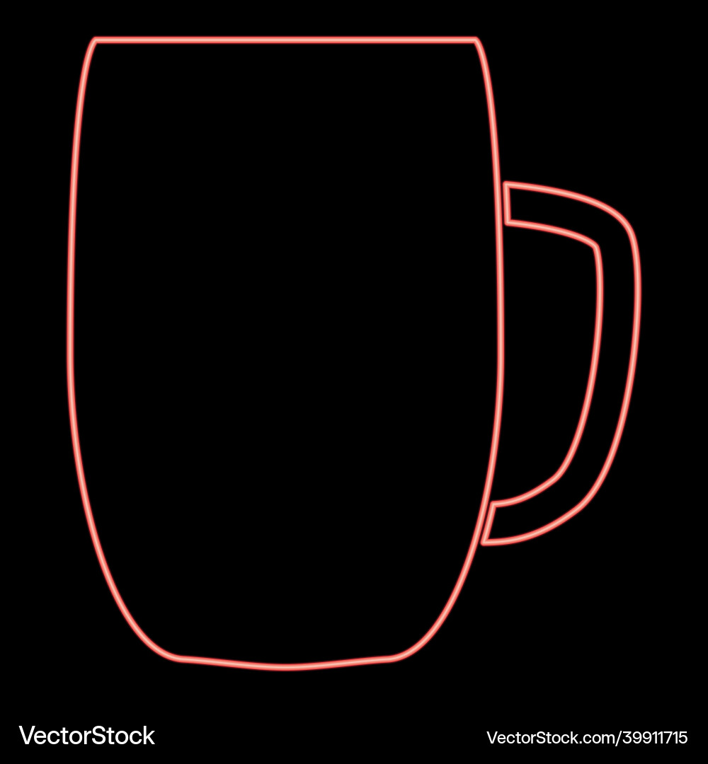 Neon beer mug red color flat style image Vector Image