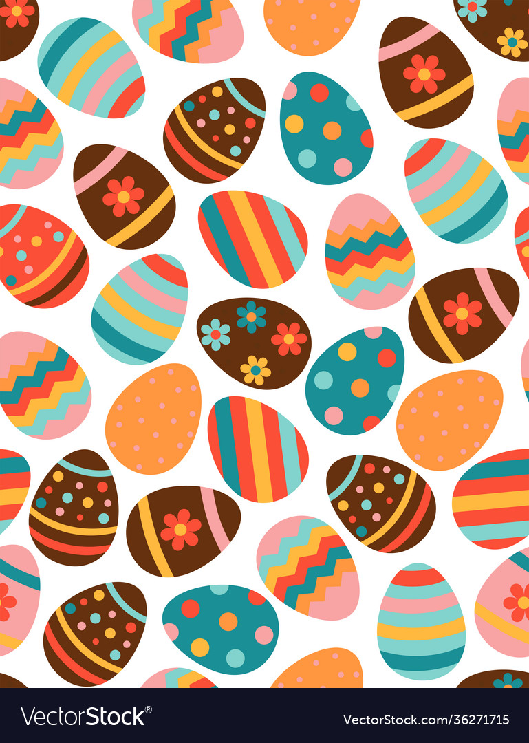 Seamless pattern with multicolored easter eggs on Vector Image