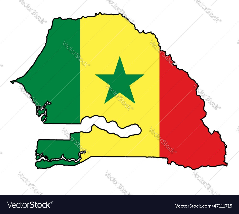 Senegal outline flag map Royalty Free Vector Image