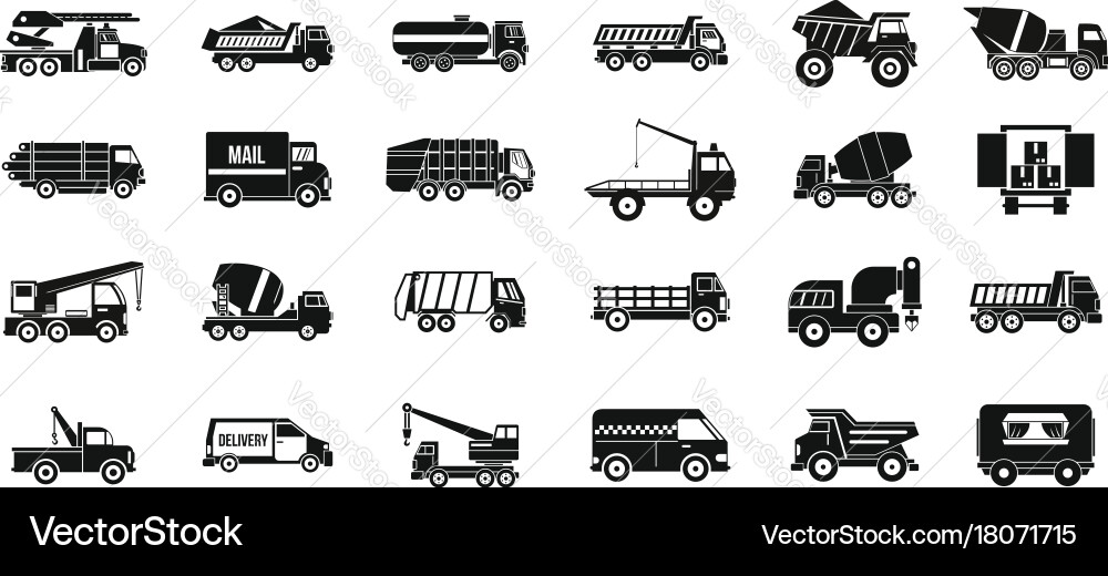 Truck icon set simple style Royalty Free Vector Image