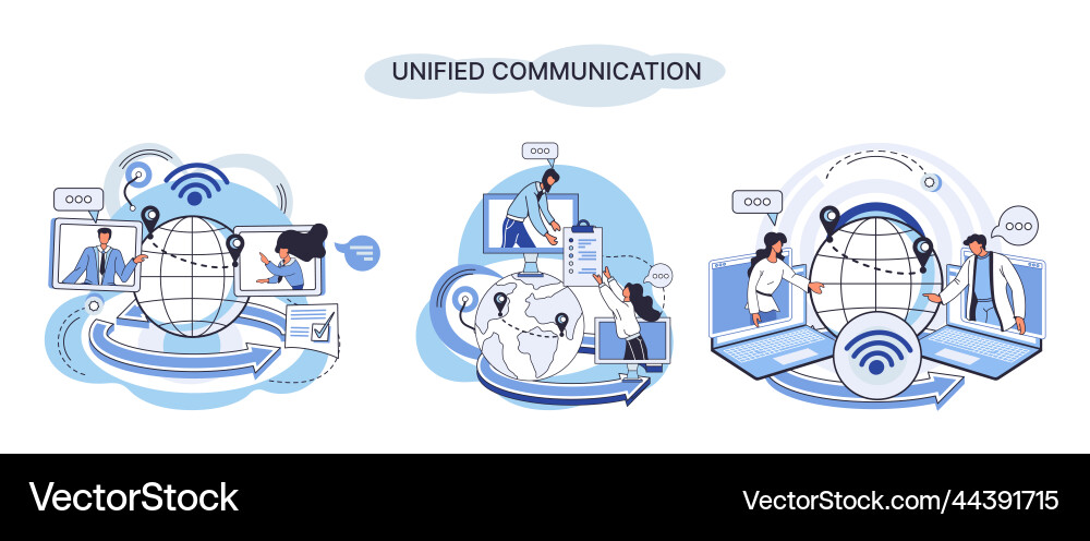 Unified communication concept metaphor characters Vector Image