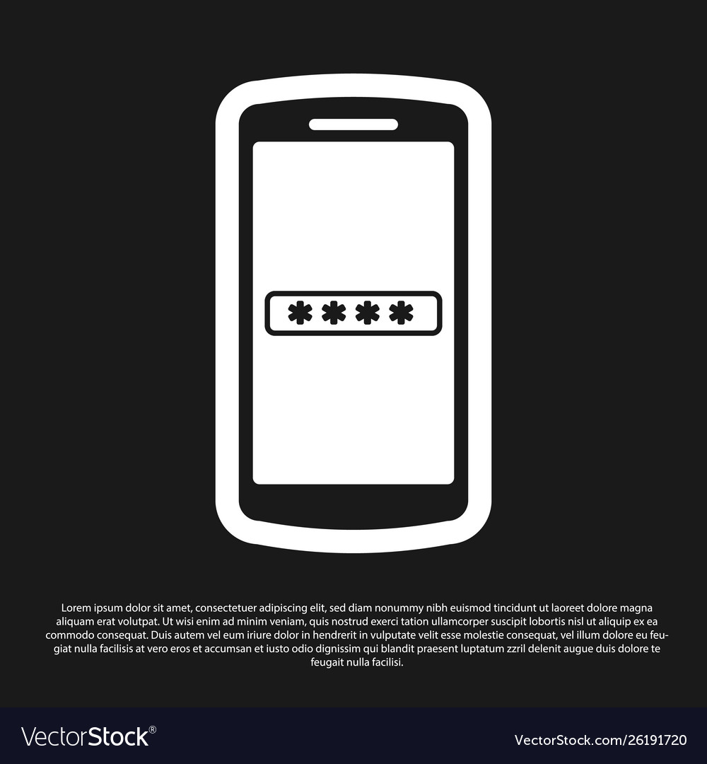 Black Mobile Phone And Password Protection Icon Vector Image