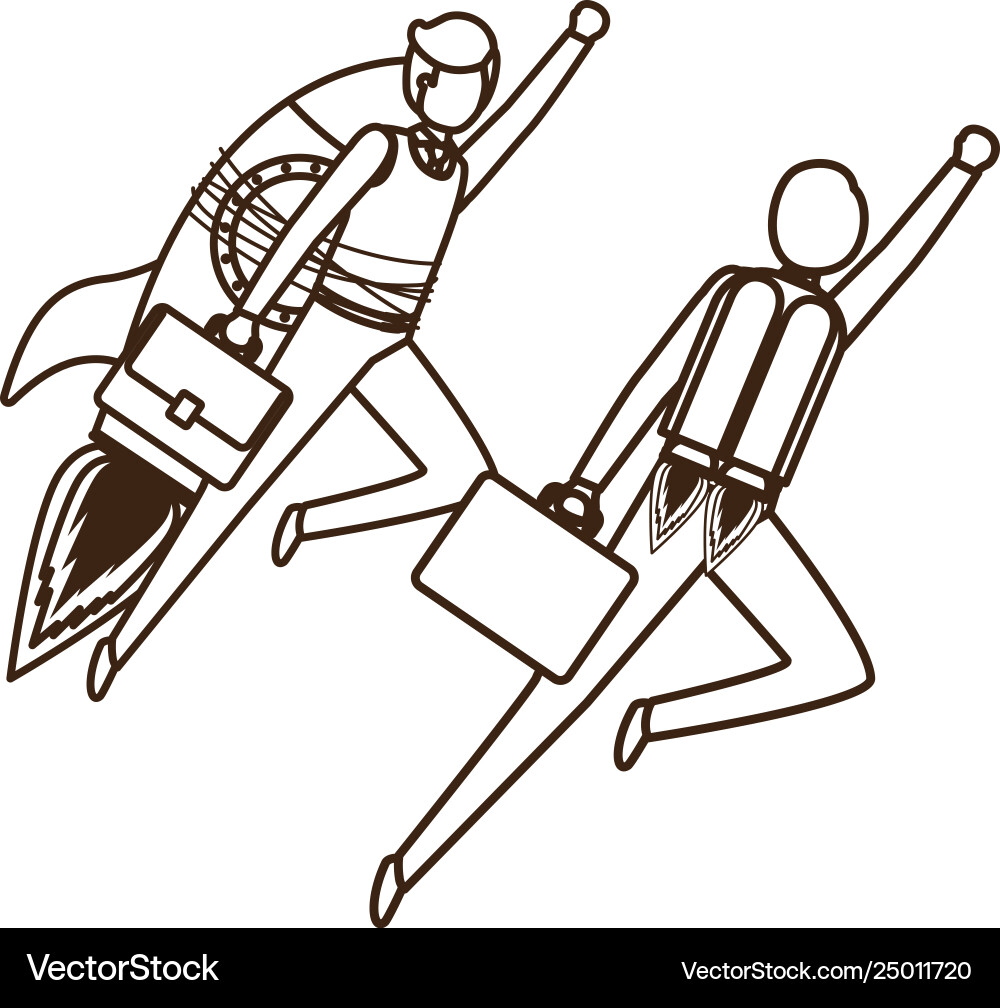 Businessmen with rocket avatar character Vector Image