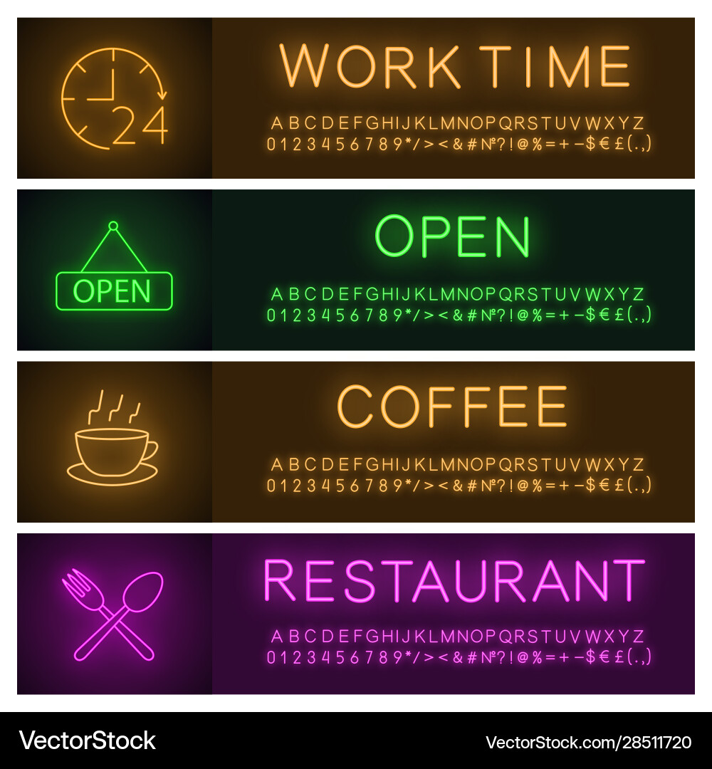 Cafe and restaurant neon light banner templates Vector Image
