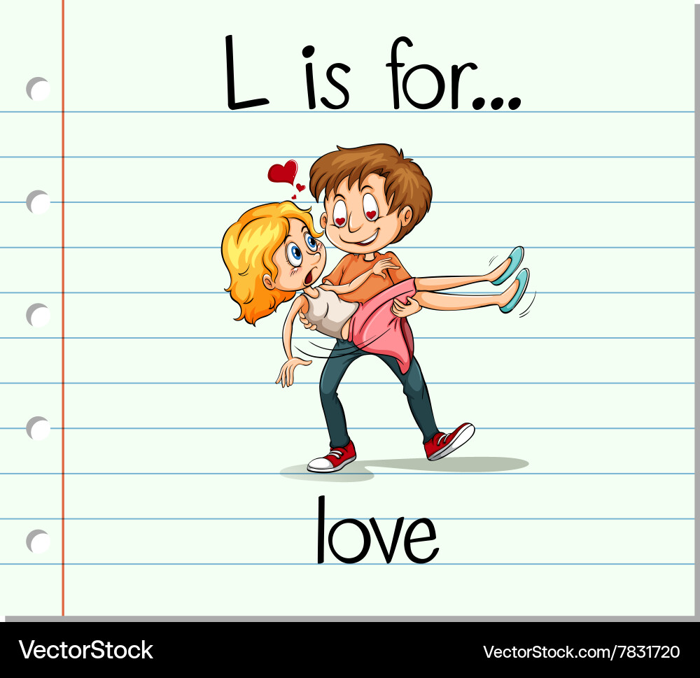 Flashcard letter l is for love Royalty Free Vector Image