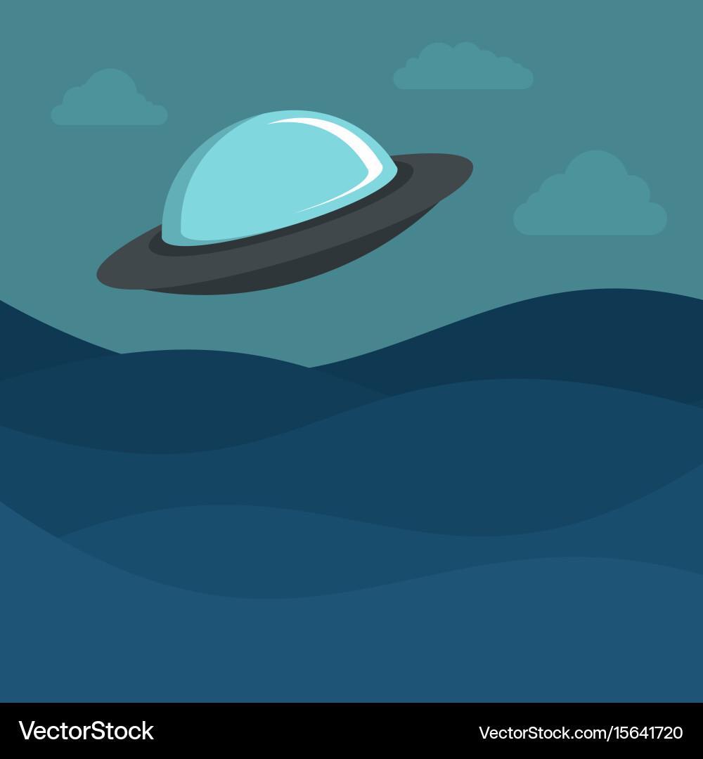 Flat cartoon space ufo object in the color Vector Image