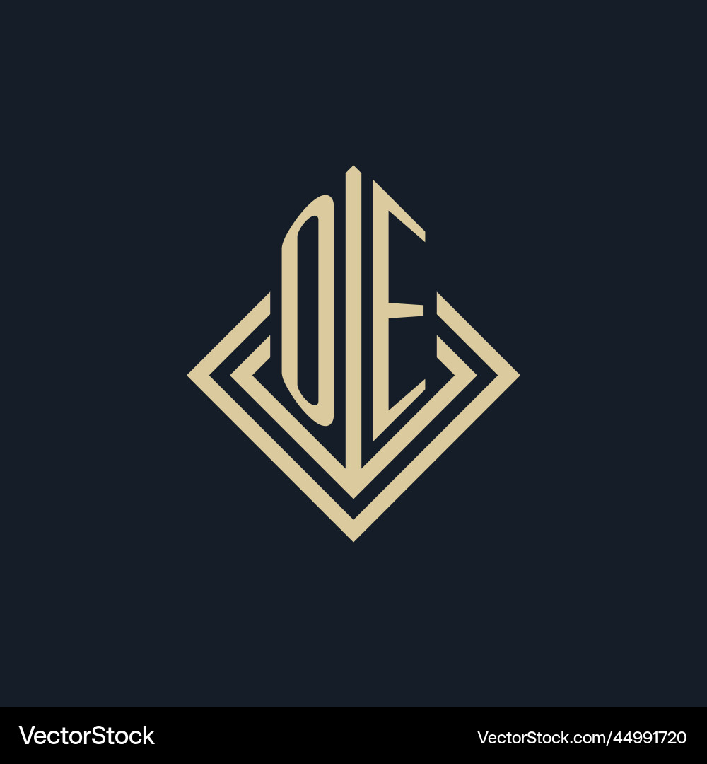 Initials oe logo rhombus lines shape style luxury Vector Image