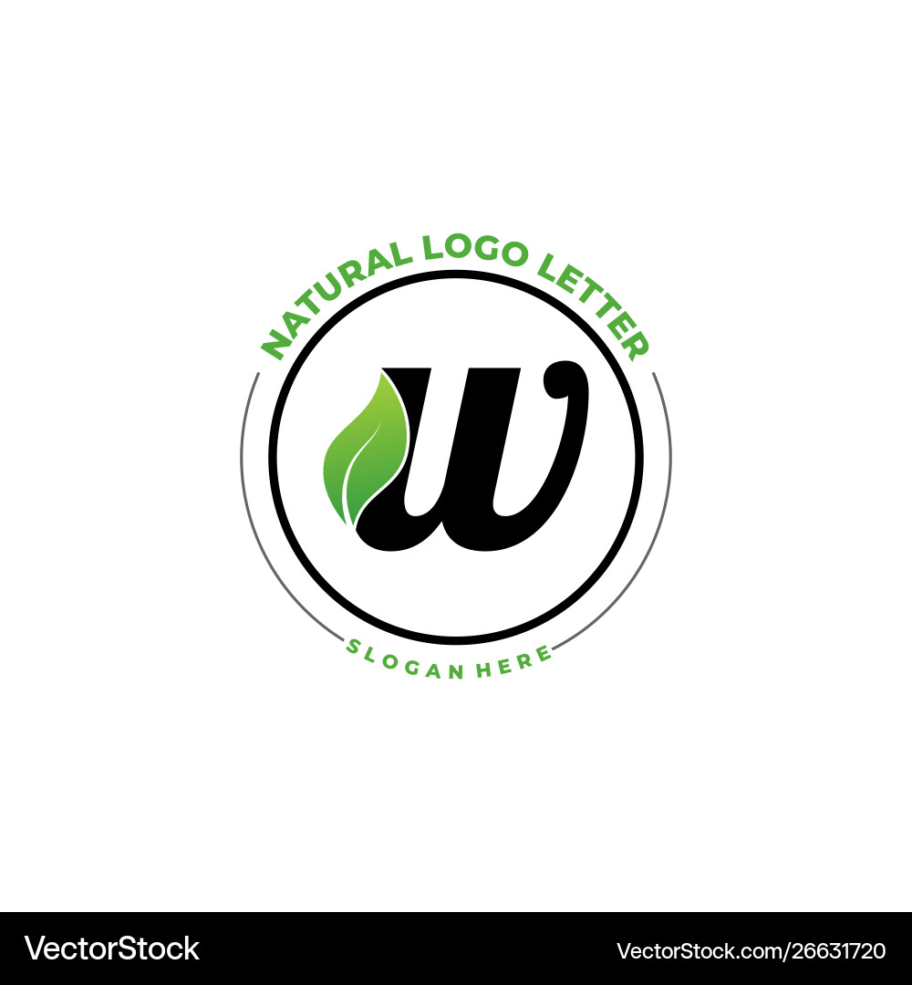 Letter w with leaf logo green icon Royalty Free Vector Image