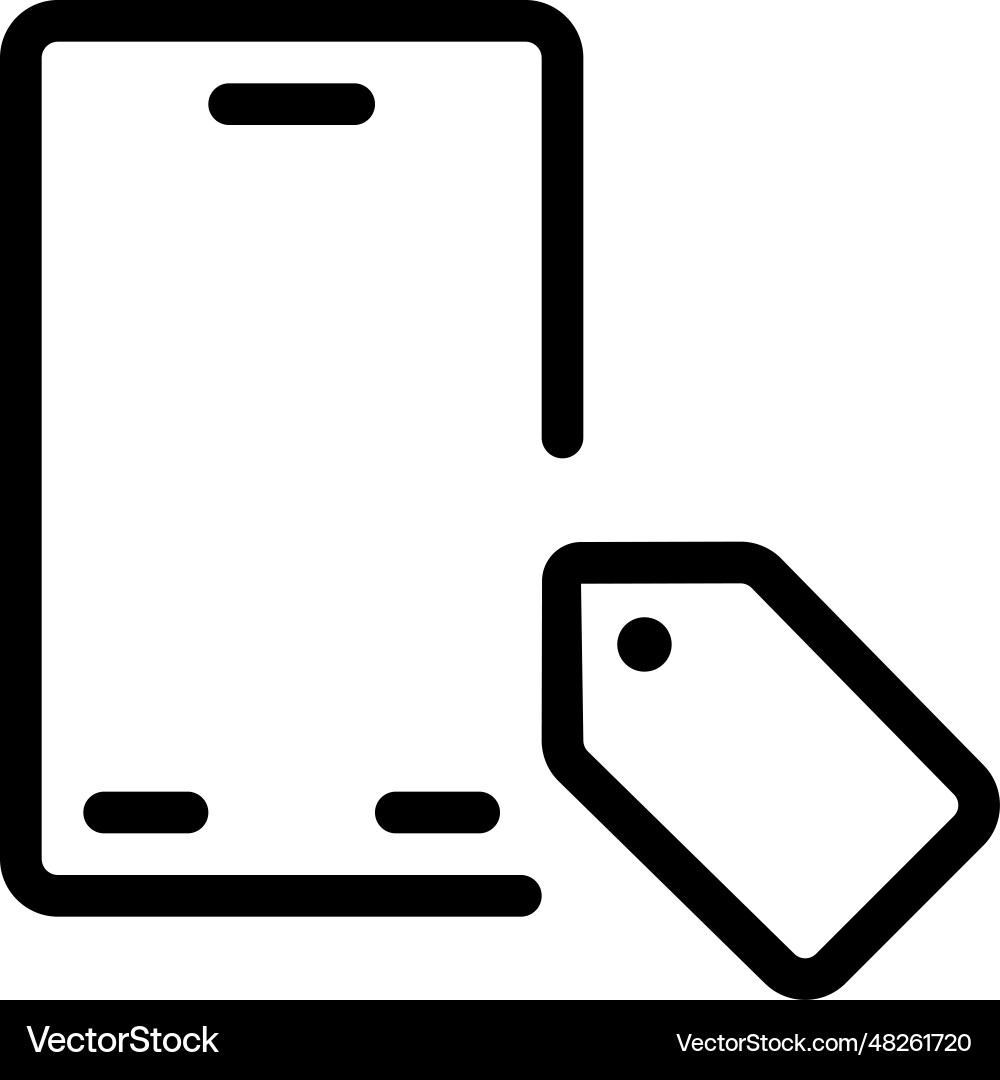 Price tag hanging through a smartphone Royalty Free Vector