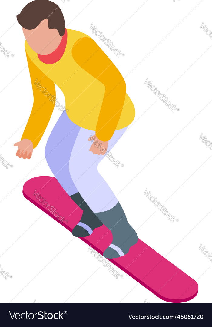 Snowboarding kid icon isometric sport Royalty Free Vector